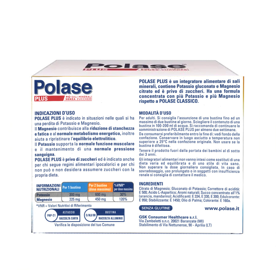 Polase Plus 36 Bustine Magnesio e Potassio Integratore Alimentare Sali ...